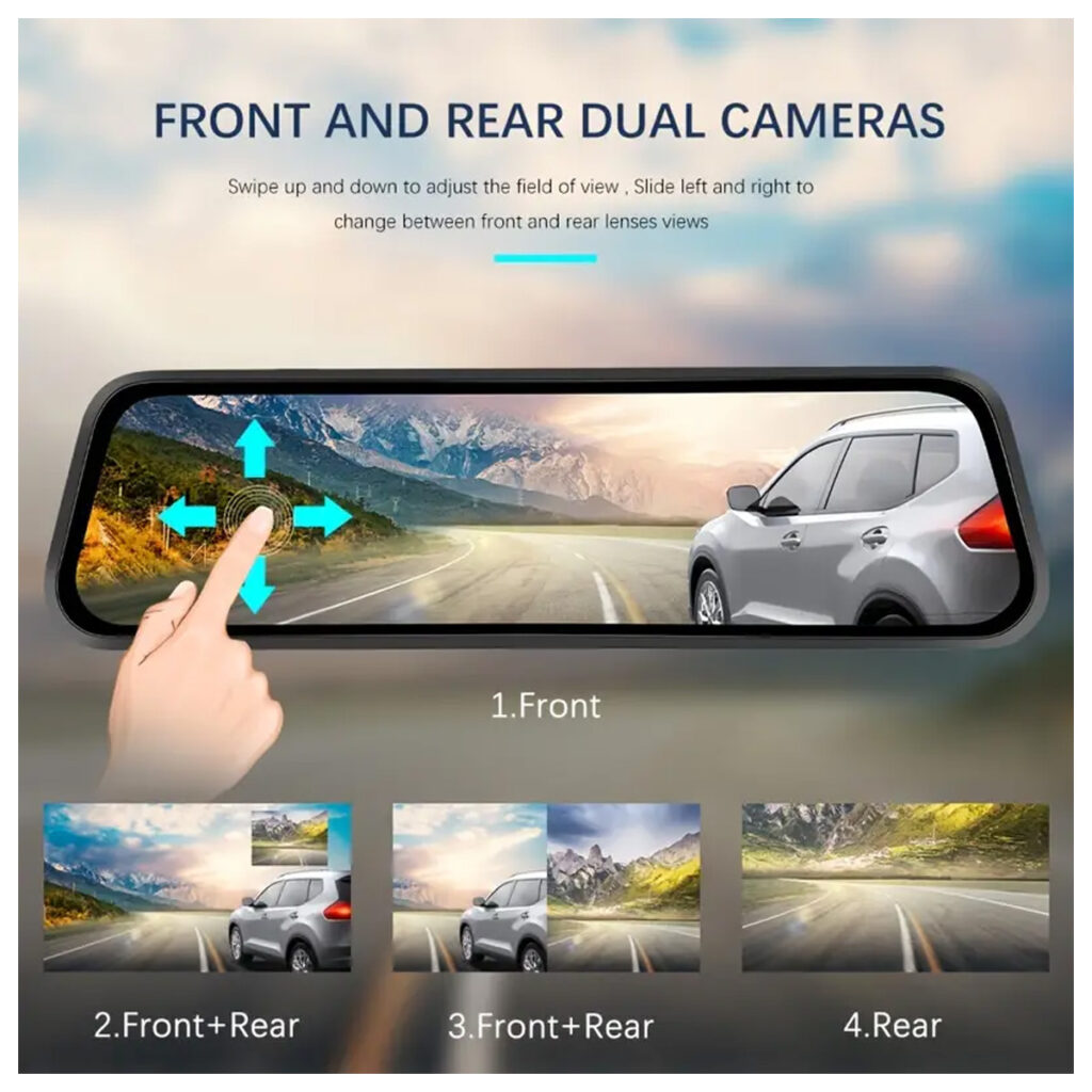 Espejo Retrovisor Tactil Dual Camara Frontal Y Reversa – Mercado clicks